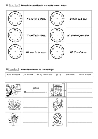 Telling+time+lesson+and+exercises | PDF
