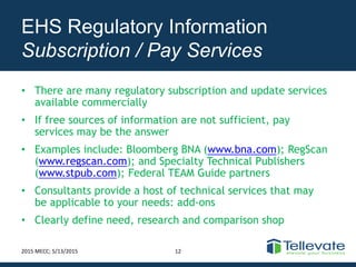 Tell, Joseph, Tellevate, Resources for EHS Regulatory Information, 2015 MECC-KC | PPT