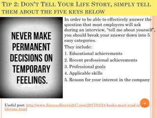 10 tips to answer question: Tell me about yourself? | PPT