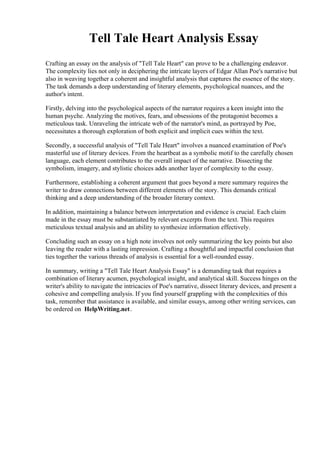 Tell Tale Heart Analysis Essay. Cleveland Community College | PDF ...