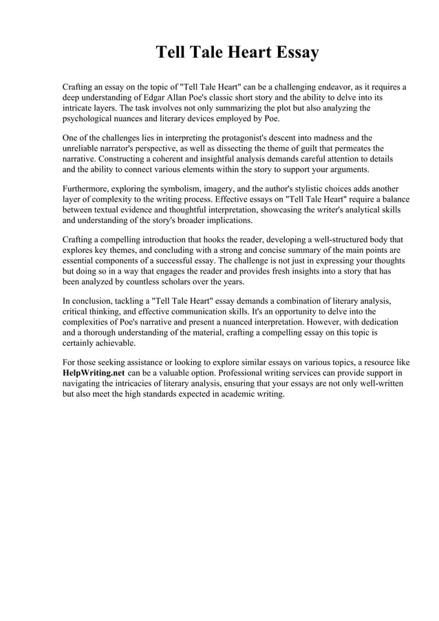 Tell Tale Heart Essay.pdf | Poetry | Books and Literature