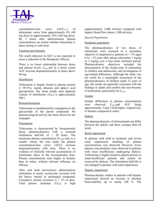 Telmisartan Tablets USP Taj Pharma SmPC | PDF