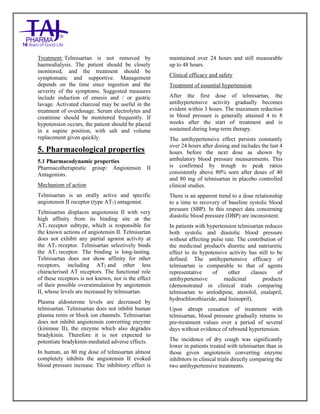 Telmisartan Tablets USP Taj Pharma SmPC | PDF