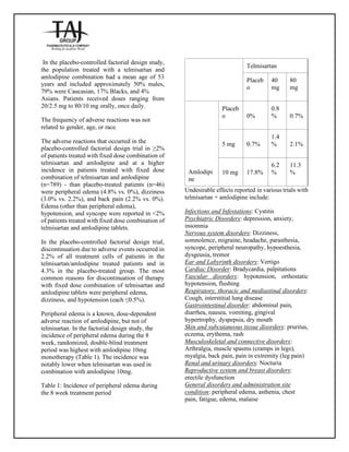 Telmisartan and Amlodipine Tablets IP 40mg/5mg (Telmisar-A) Taj Pharma ...