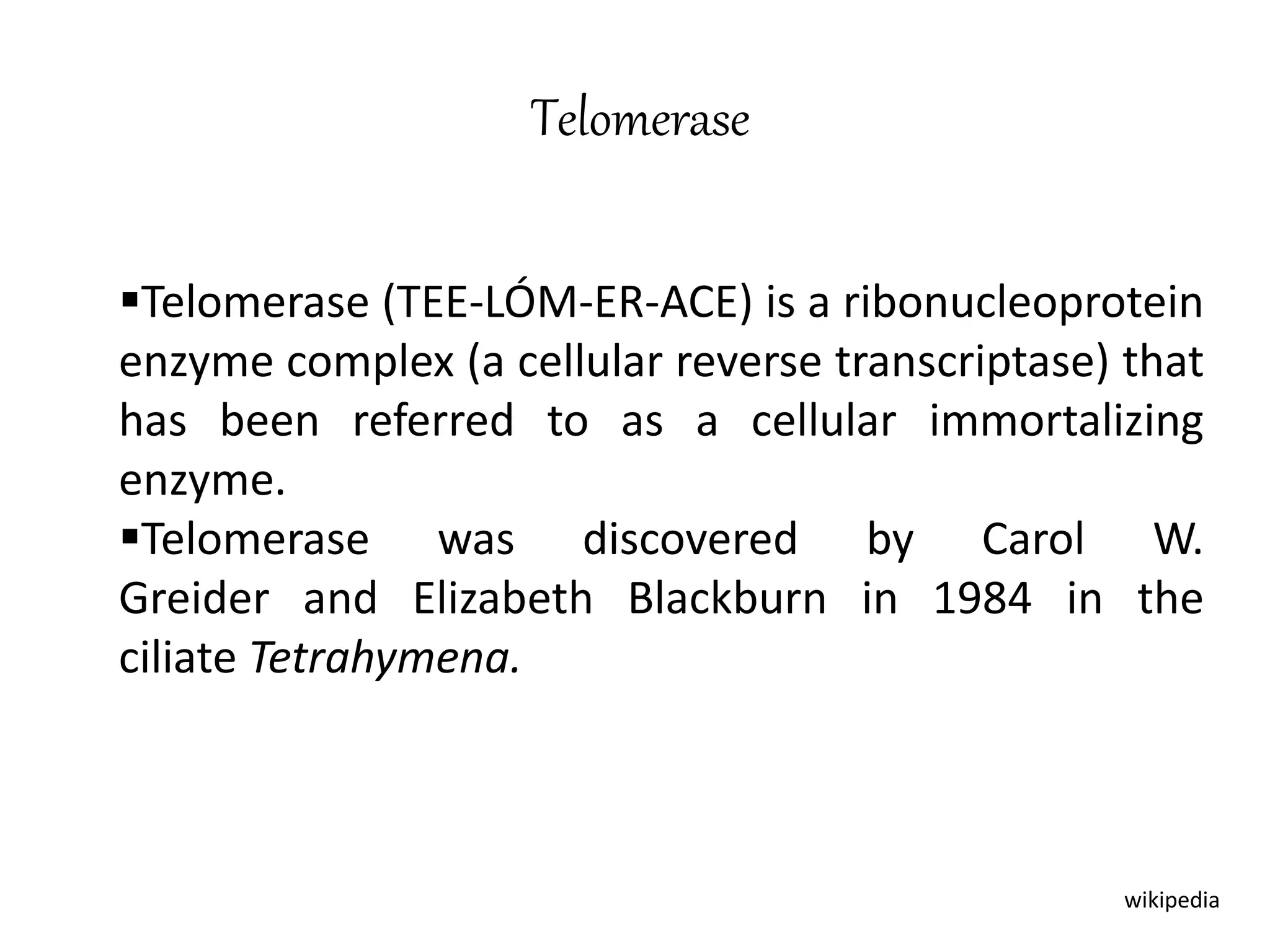 Telomere telomerase and aging | PPTX