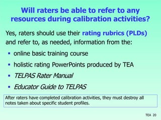 TELPAS HOLISTIC RATER TRAINING | PPTX