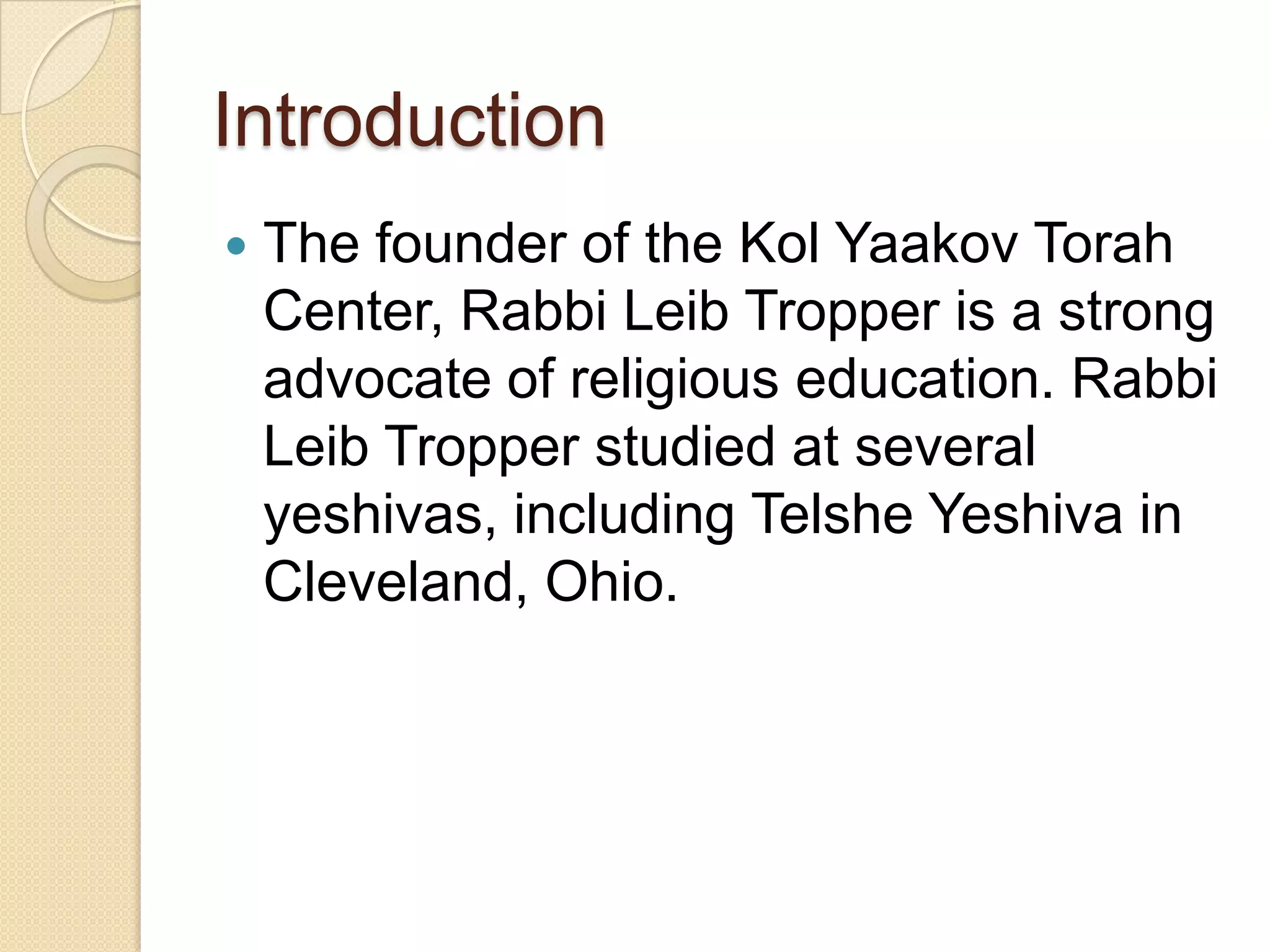 Telshe Yeshiva - Teaching Future Generations in Cleveland | PPTX