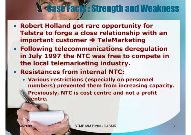 Case Study: Telstra Telemarketing | PDF | Telecommunications Industry | Industries