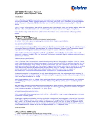 Telstras Published Carbon Disclosure Project 2009 Submission | PDF