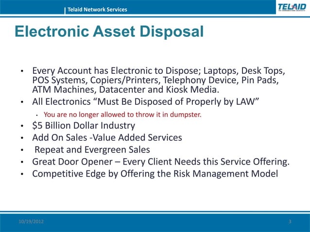 Telaid: Technology Lifecycle Solutions | PPTX | Environmental Services Industry | Industries