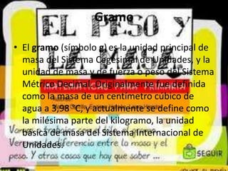 Medidas de peso Ciencias | PPTX