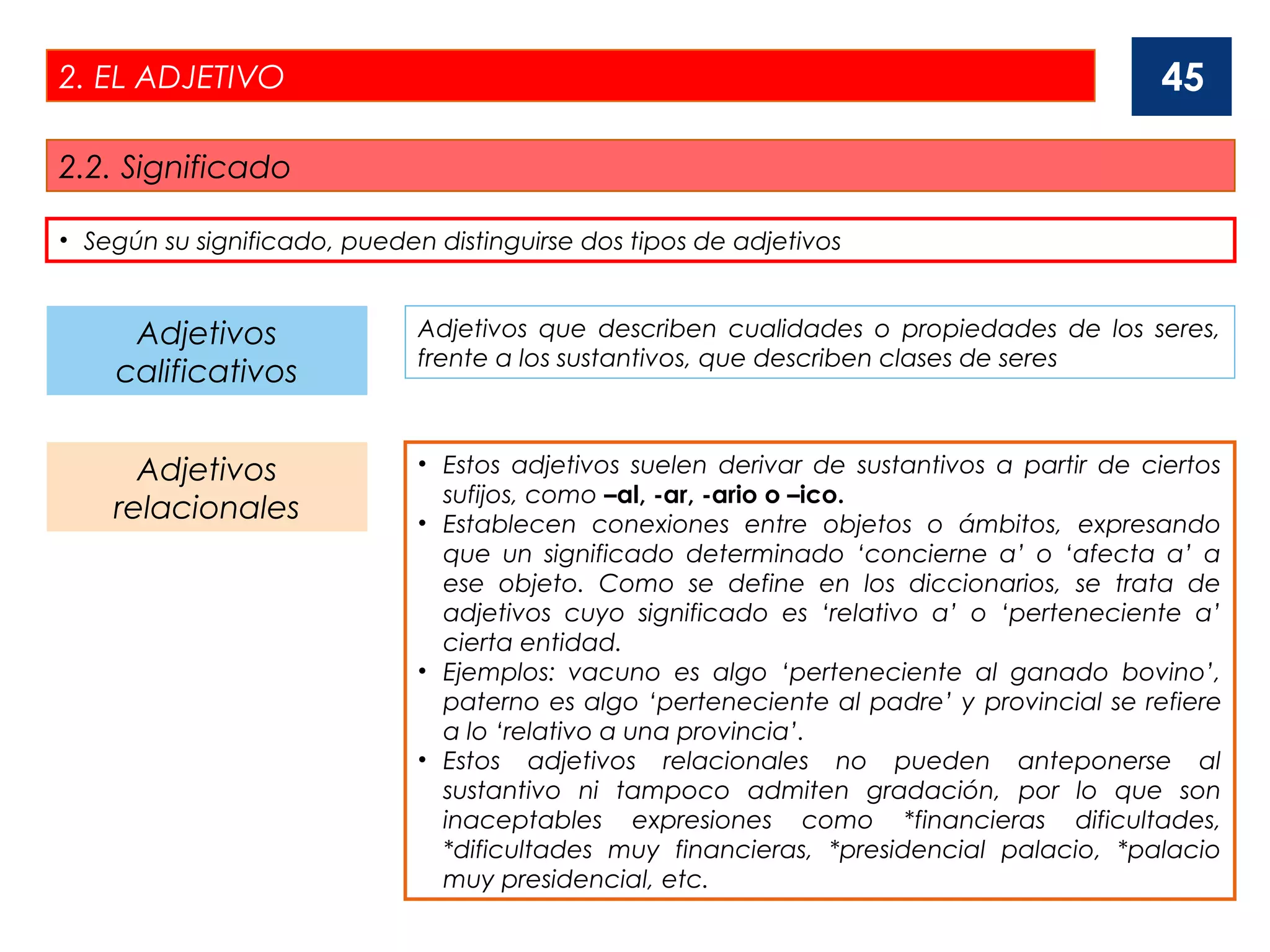 Tema 2. el sustantivo y el adjetivo | PPT