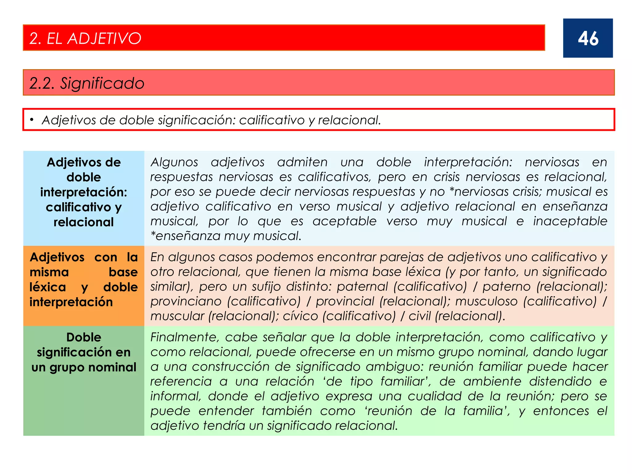 Tema 2. el sustantivo y el adjetivo | PPT