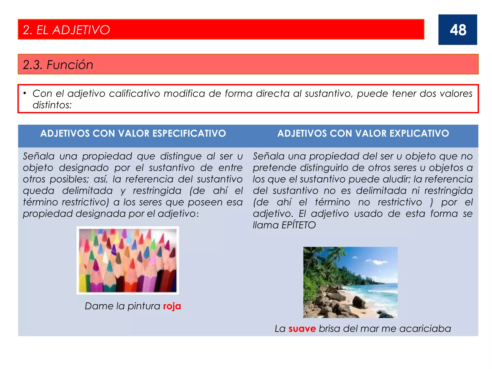 Tema 2. el sustantivo y el adjetivo | PPT