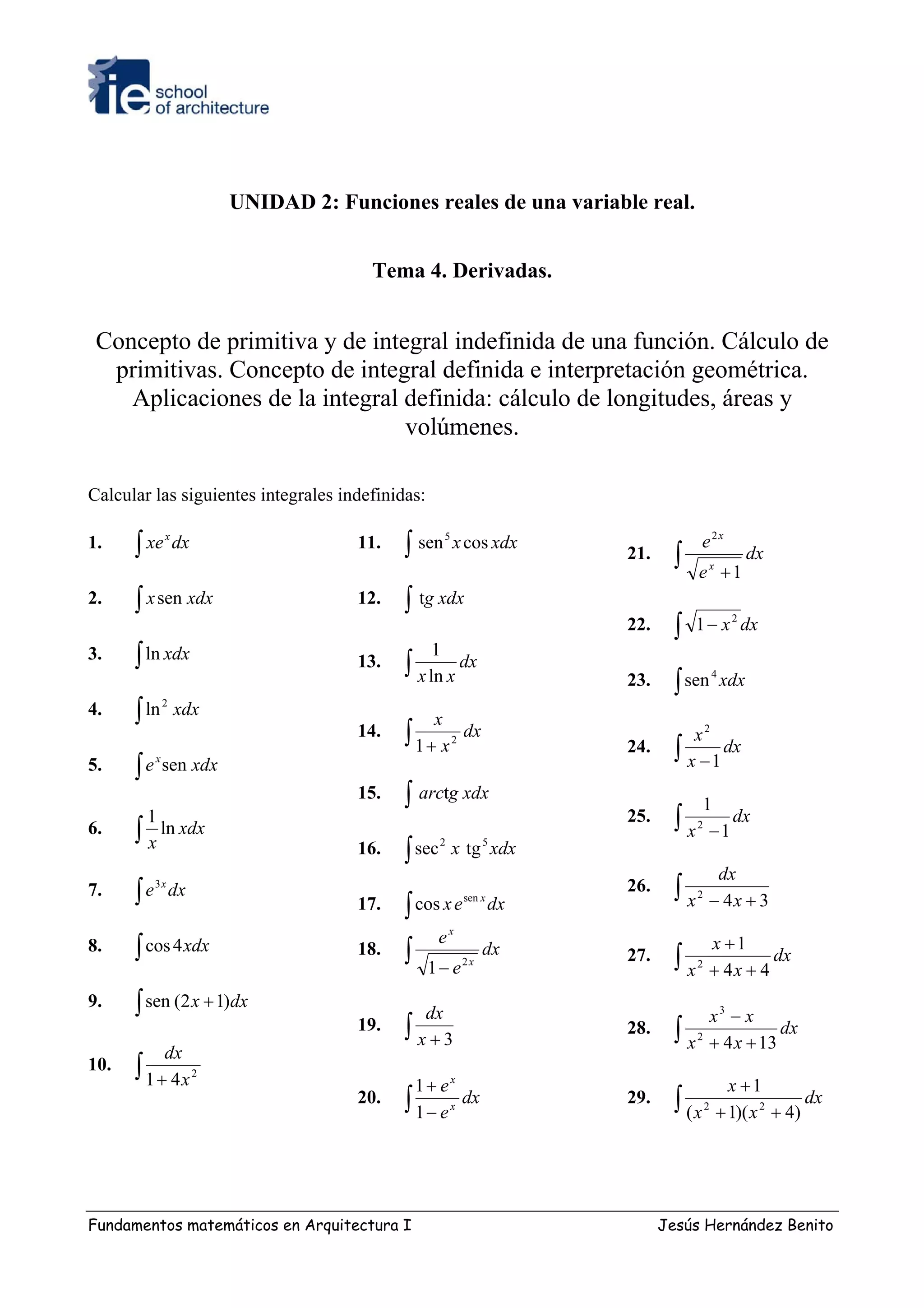 Tema 4 (Cálculo Primitivas) | PDF