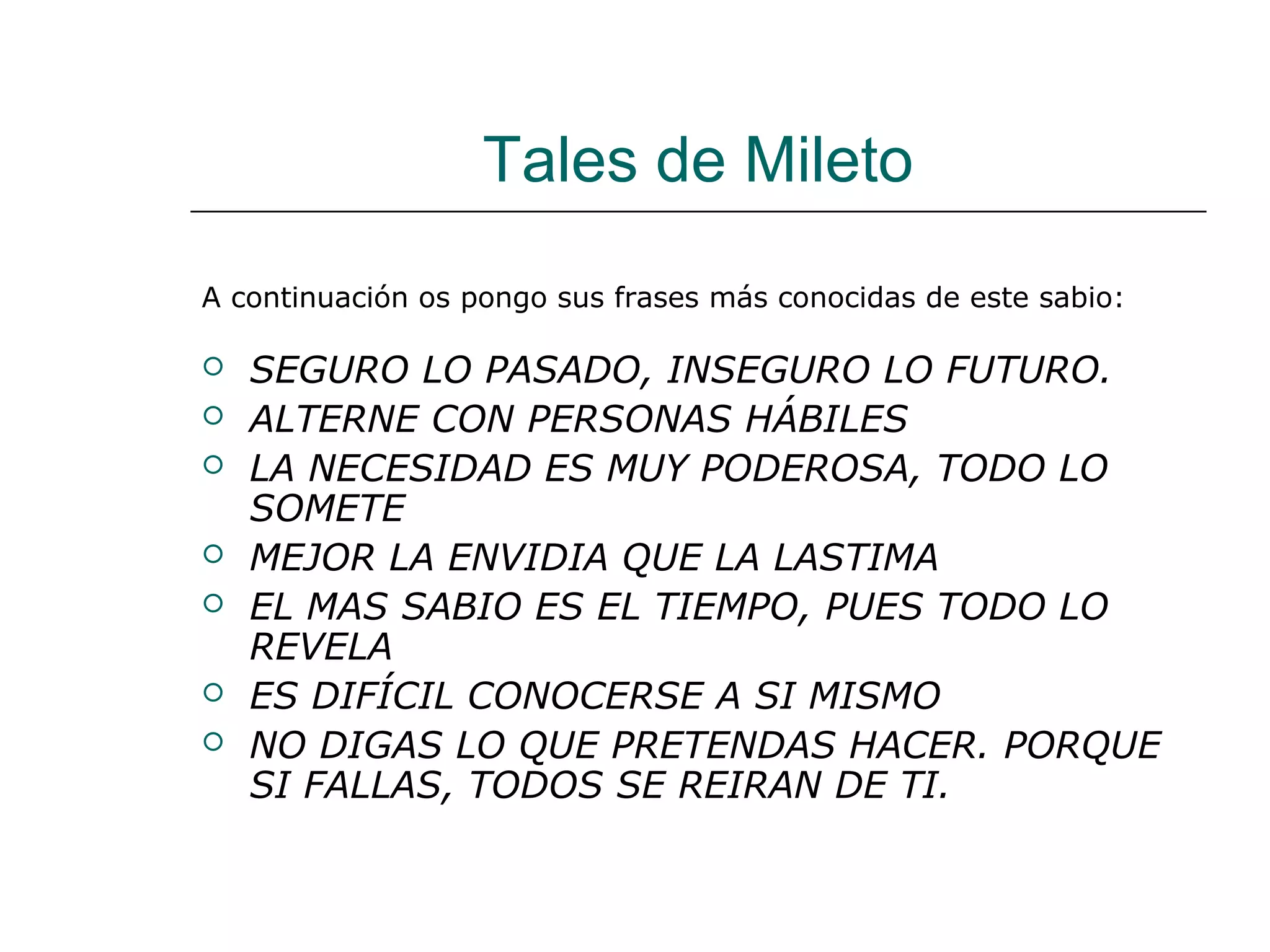 Tema 2. El origen de la filosofía: los siete sabios griegos | PPT