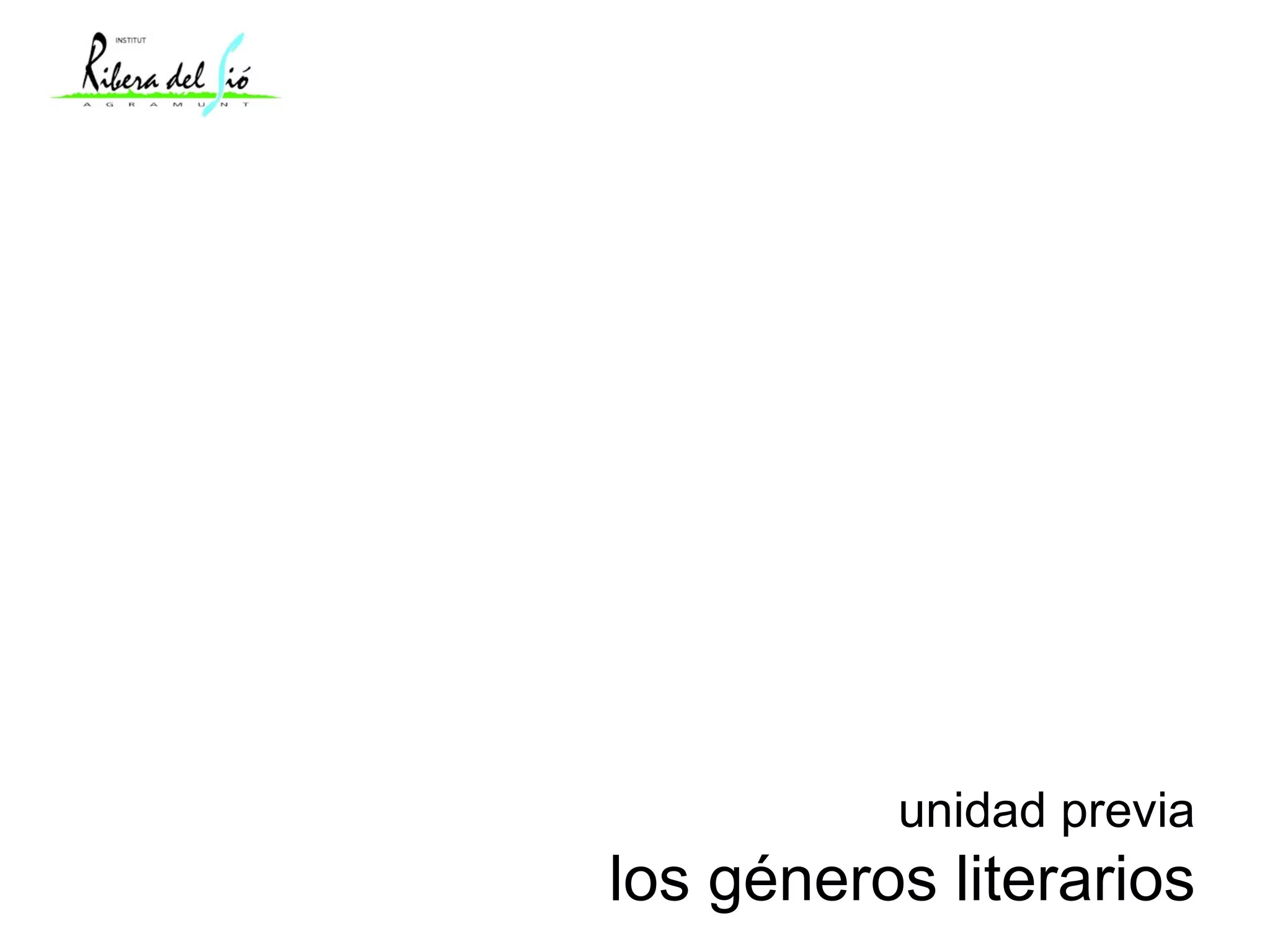 1 BAT- Unidad previa: los generos literarios | PPT