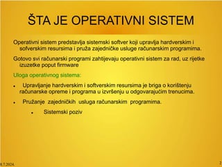 Prezentacija predavanja iz predmeta Operativni sistemi | PPT