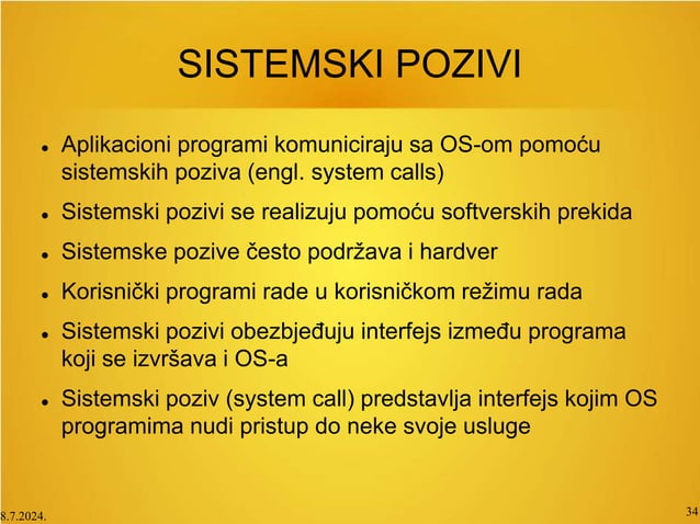 Prezentacija predavanja iz predmeta Operativni sistemi | PPT
