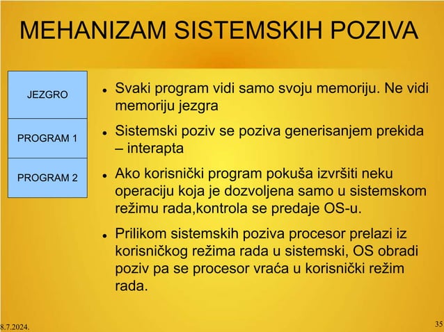 Prezentacija predavanja iz predmeta Operativni sistemi | PPT