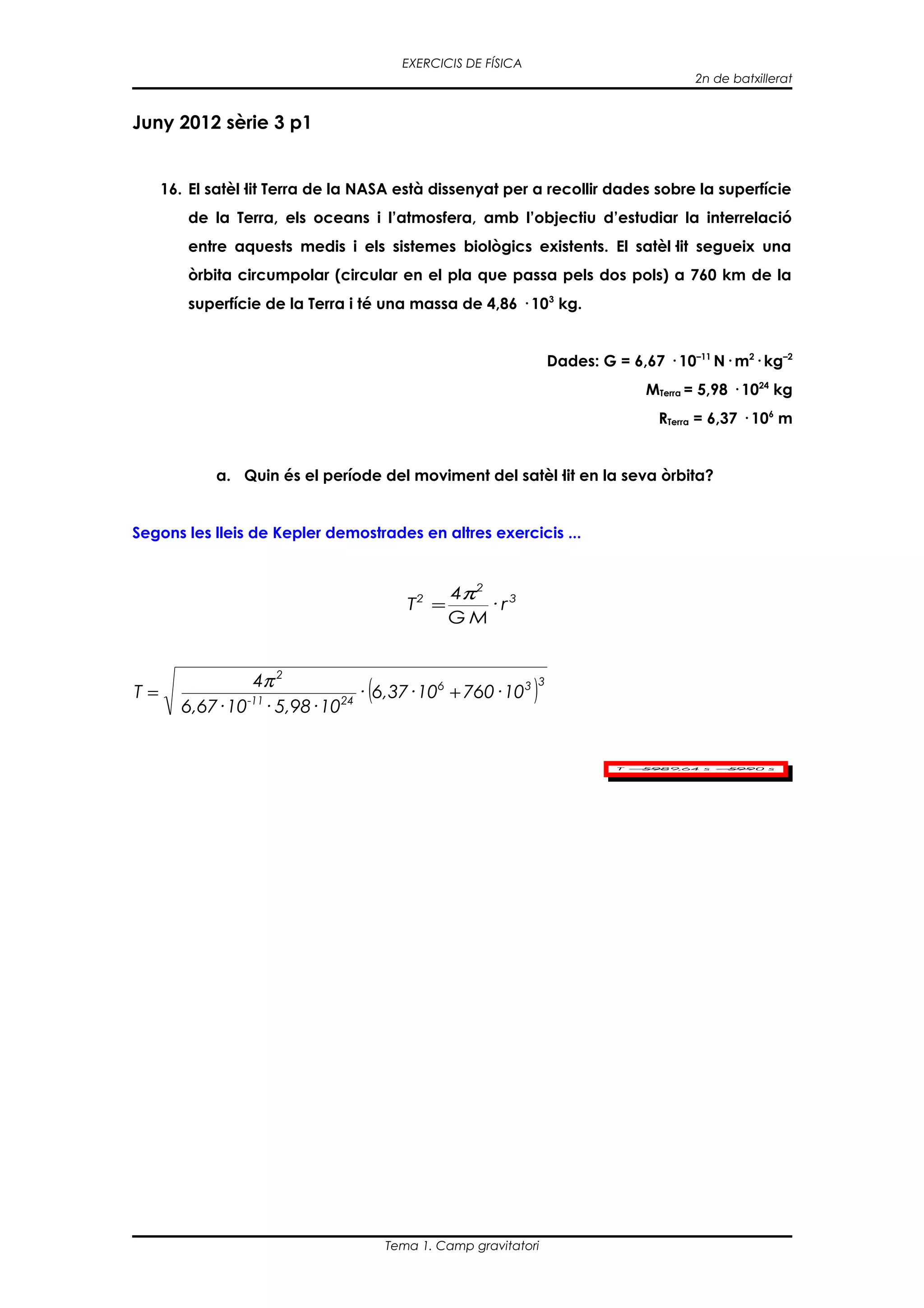 Tema 1. camp gravitatori. exercicis resolts | DOC