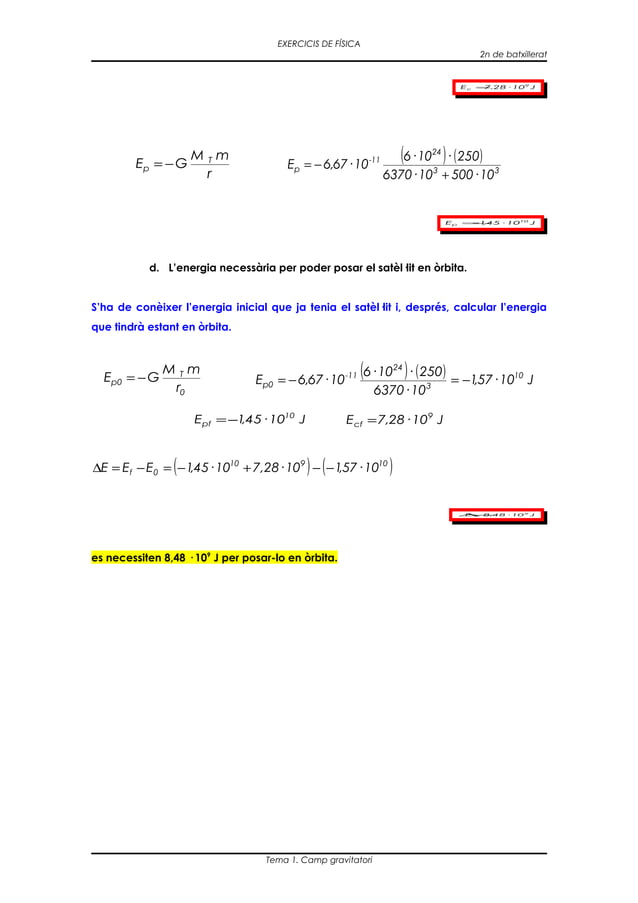 Tema 1. camp gravitatori. exercicis resolts | DOC