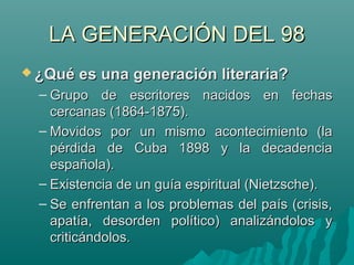 Tema 1. el modernismo y la generación del 98 | PPT