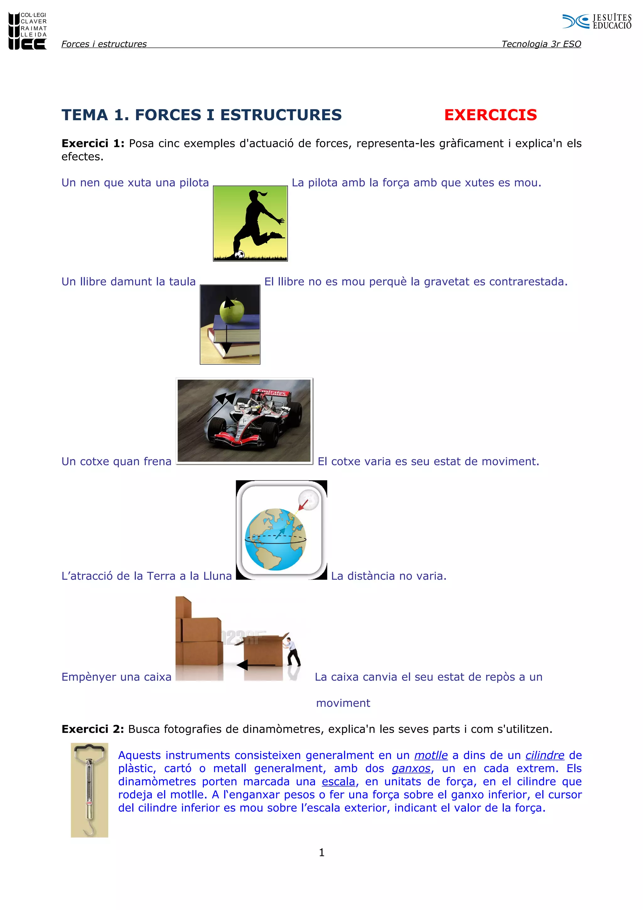 Tema 1. Forces I Estructures (Exercicis) | PDF