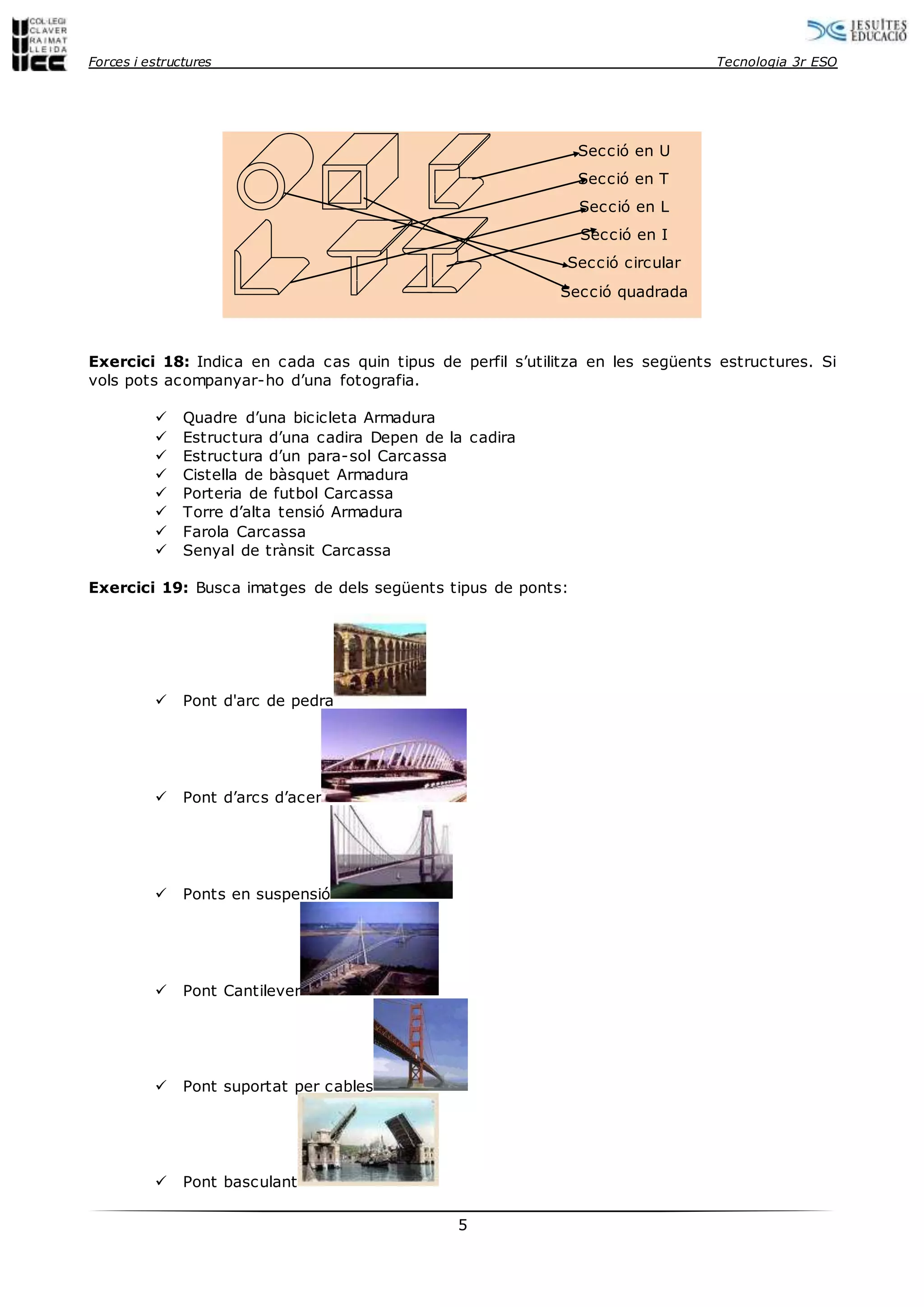 Tema 1. Forces I Estructures (Exercicis) | PDF