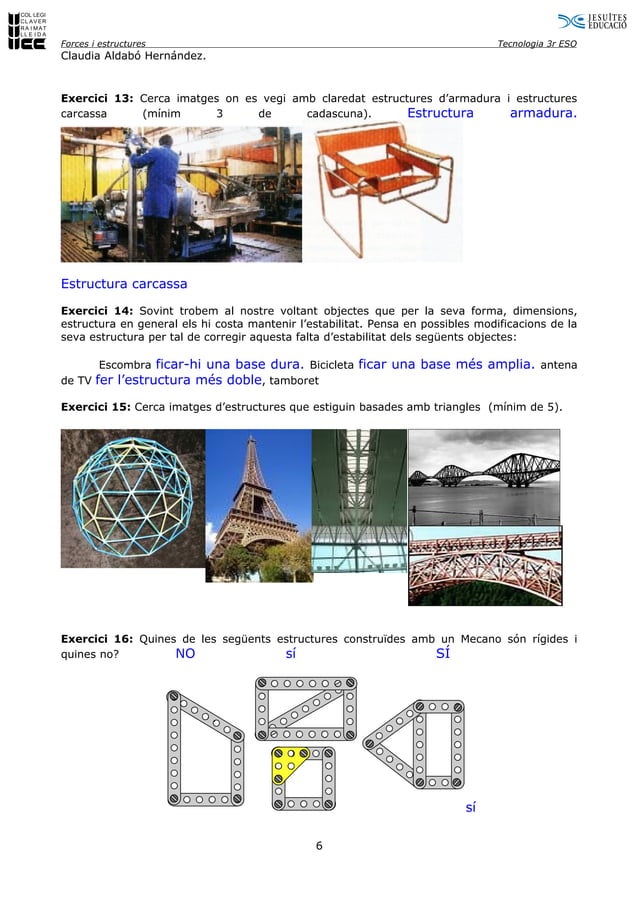 Tema 1. Forces I Estructures (Exercicis) | PDF