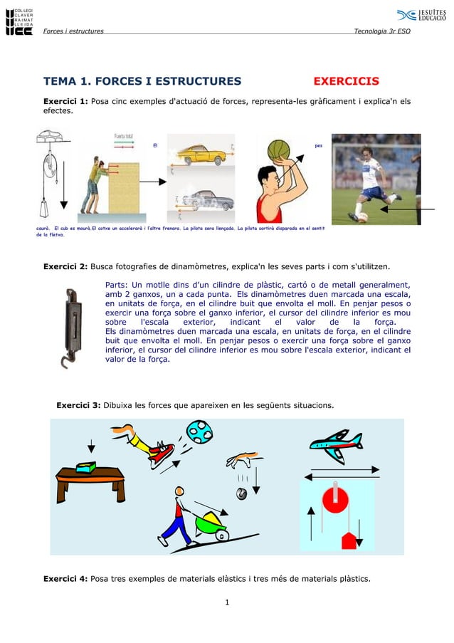 Tema 1. Forces I Estructures (Exercicis) | PDF