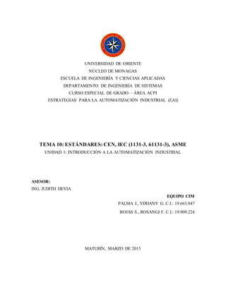 ESTÁNDARES: CEN, IEC (1131-3, 61131-3), ASME | DOCX