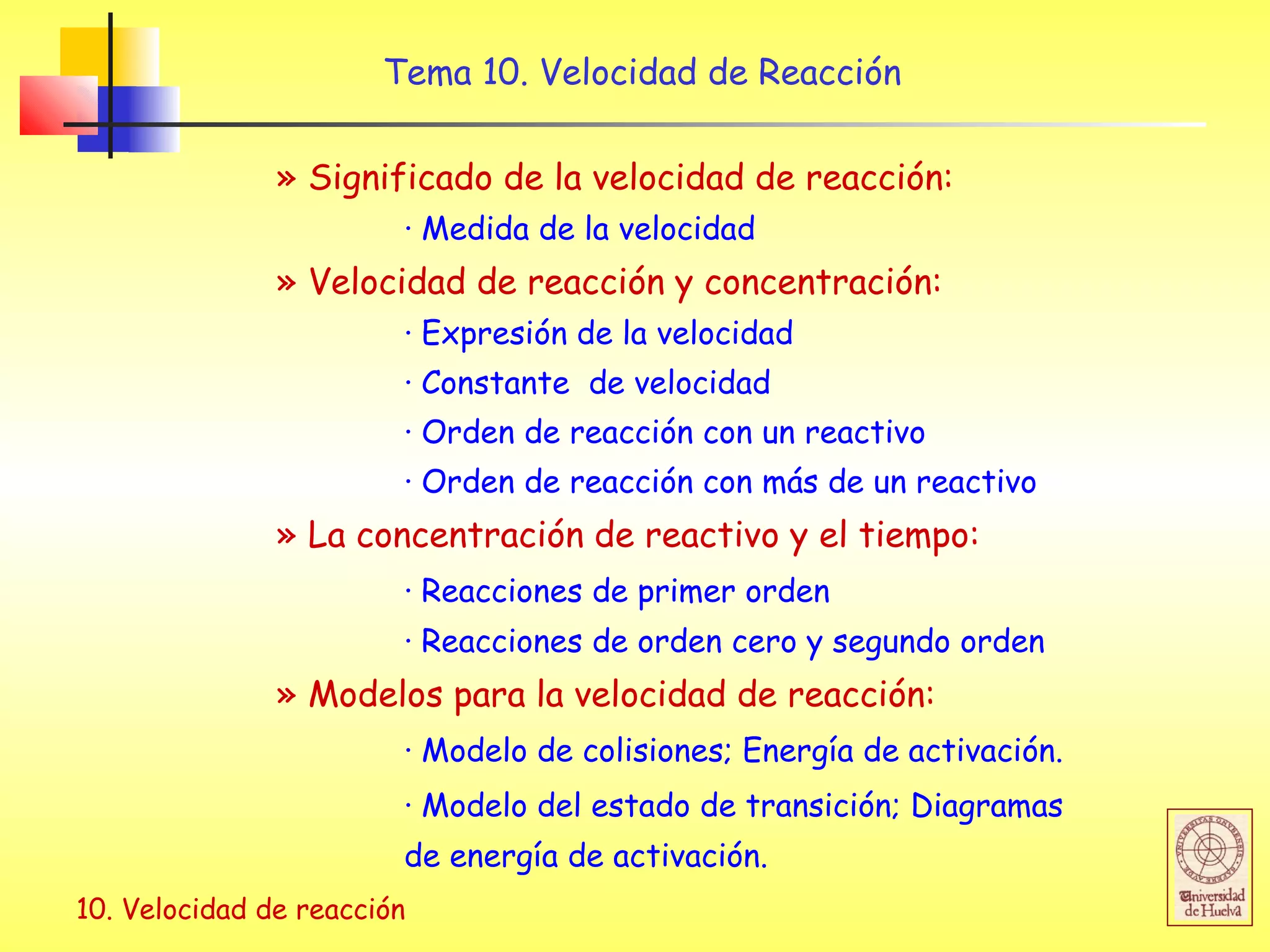 Tema 10 (velocidad de reacción) | PPT