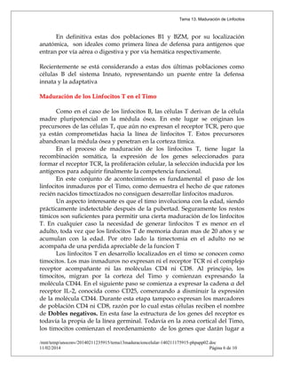 Tema13 maduracion celular de la linea linfocitica | DOC