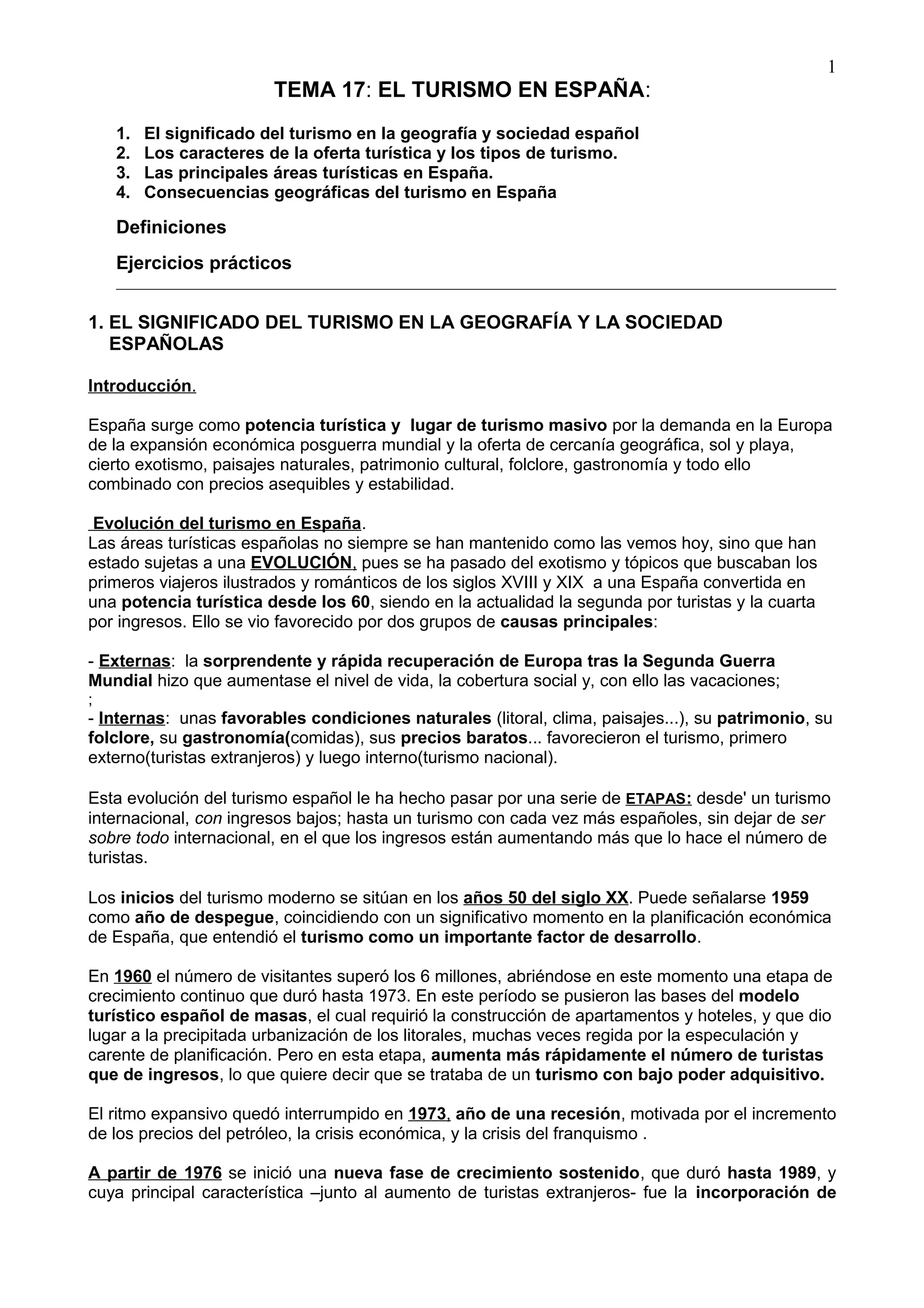 Tema 17. El turismo en España | DOC | Europe Travel | Travel Locations