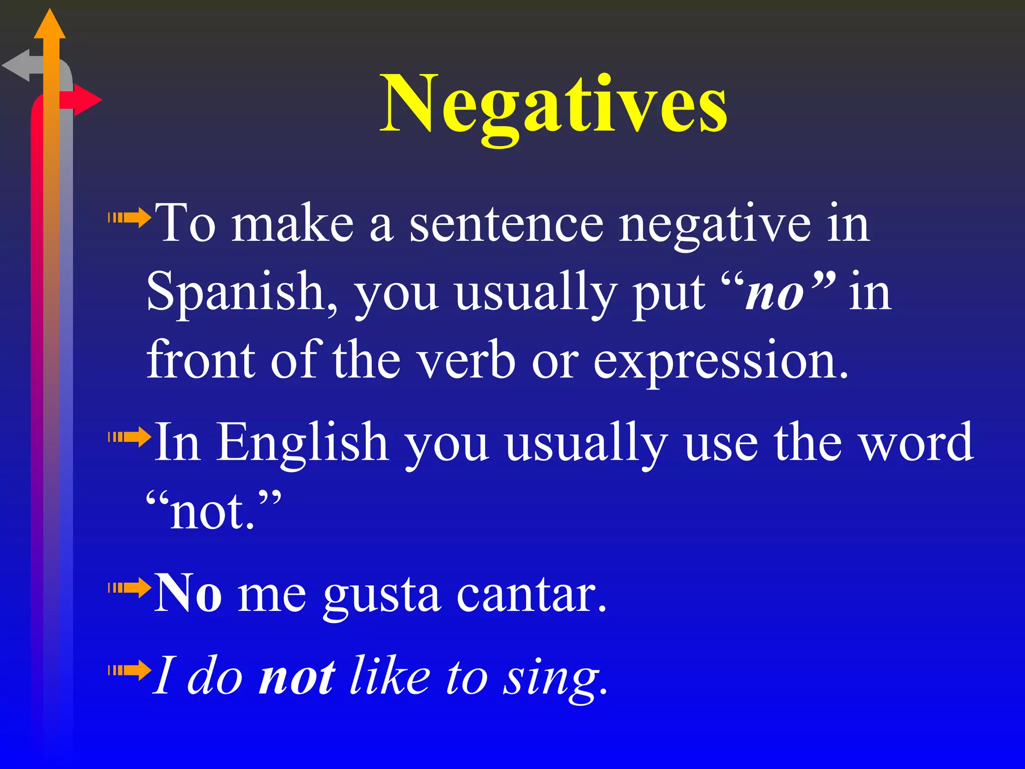 TEMA 1A GRAMMAR NEGATIVES | PPT
