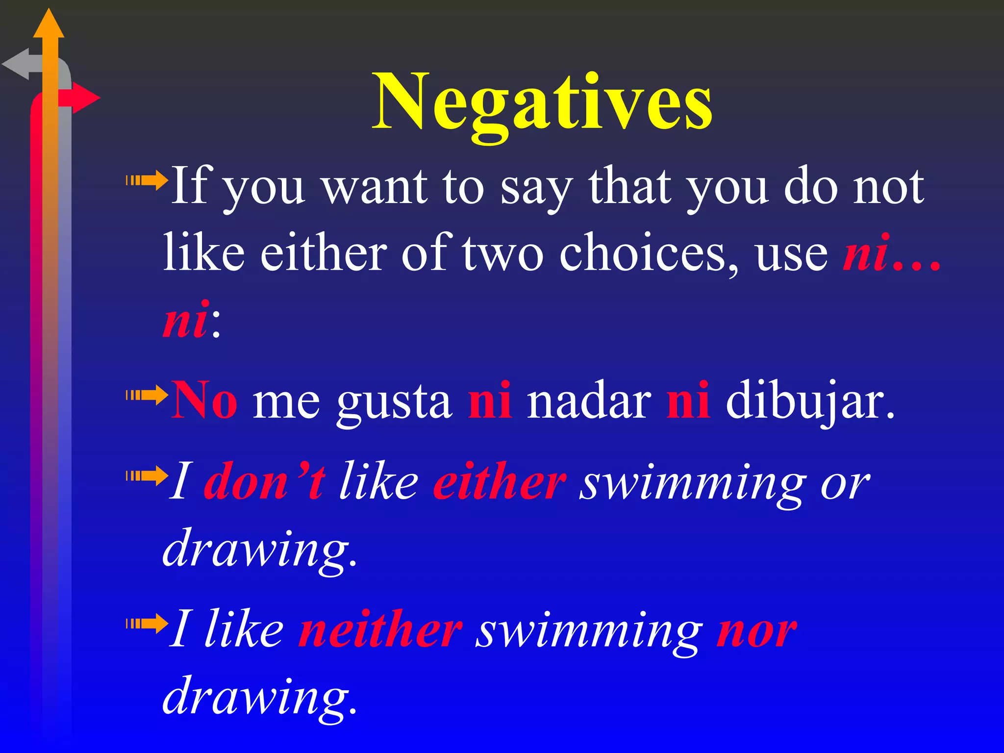 TEMA 1A GRAMMAR NEGATIVES | PPT