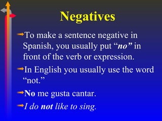 TEMA 1A GRAMMAR NEGATIVES | PPT