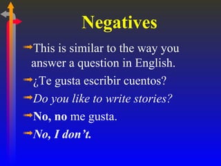TEMA 1A GRAMMAR NEGATIVES | PPT