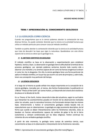 tema 1: aproximación al conocimiento geológico | PDF