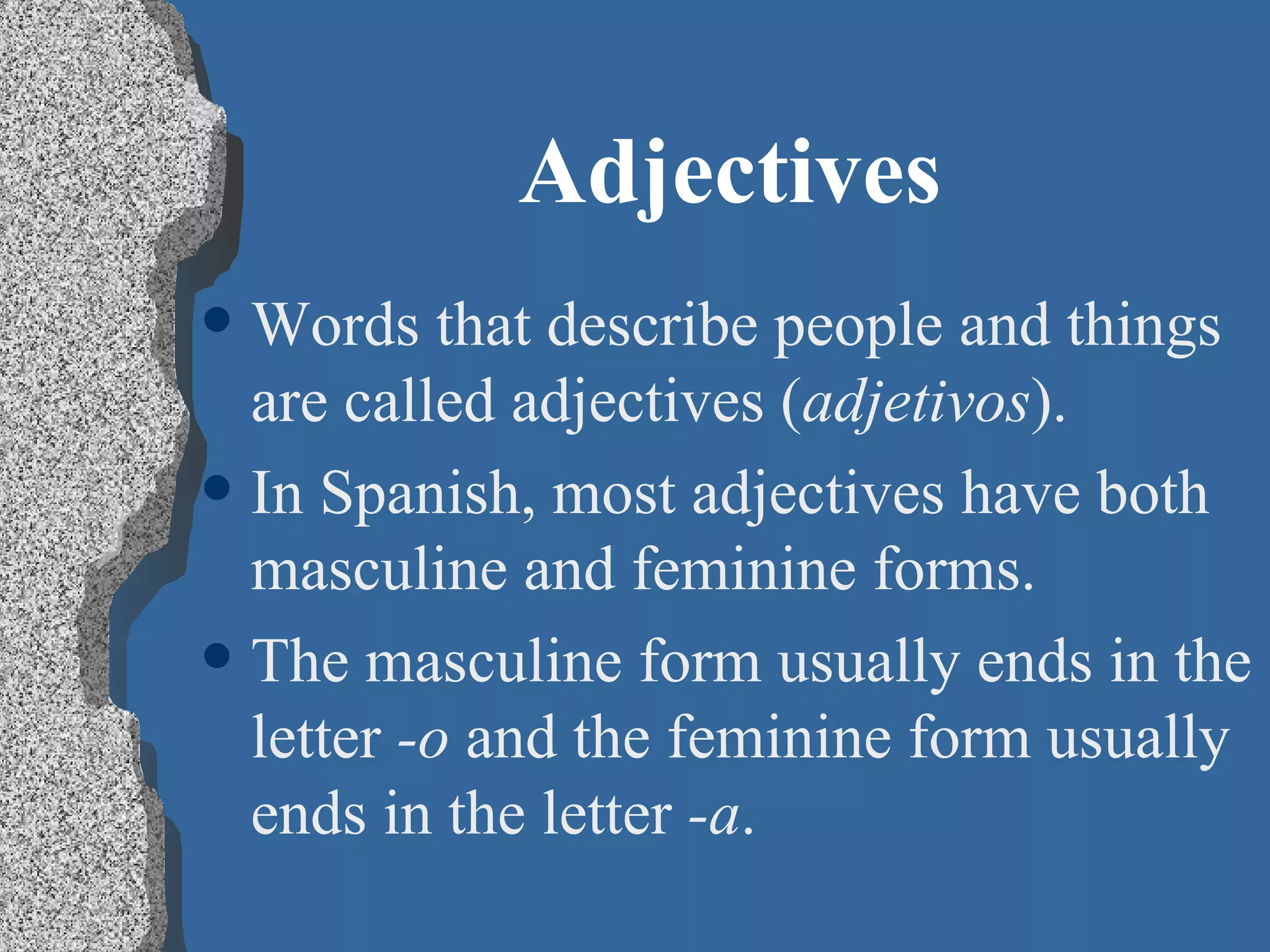 TEMA 1B GRAMMAR ADJECTIVES | PPT