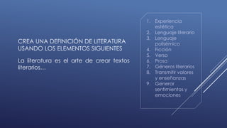 Tema 1 concepto e historia de la literatura | PPTX