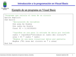 Tema 1 introduccion a la programacion en visual basic | PDF | Programming Languages | Computing