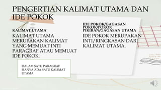TEMA 1 KALIMAT UTAMA,IDE POKOK,DAN KALIMAT PENJELAS (1).ppt