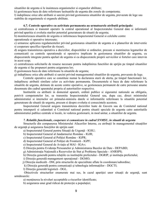 Sistemul national de management al s.u. | PDF