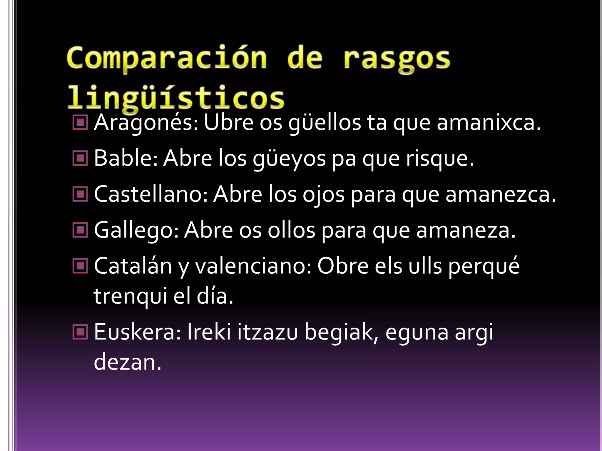 Tema 2 Lenguas y dialectos de España | PPT