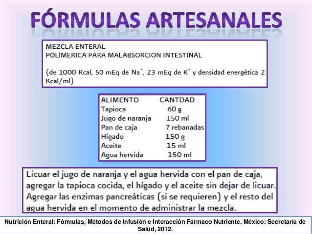 Mezclas enterales: formulaciones y diluciones