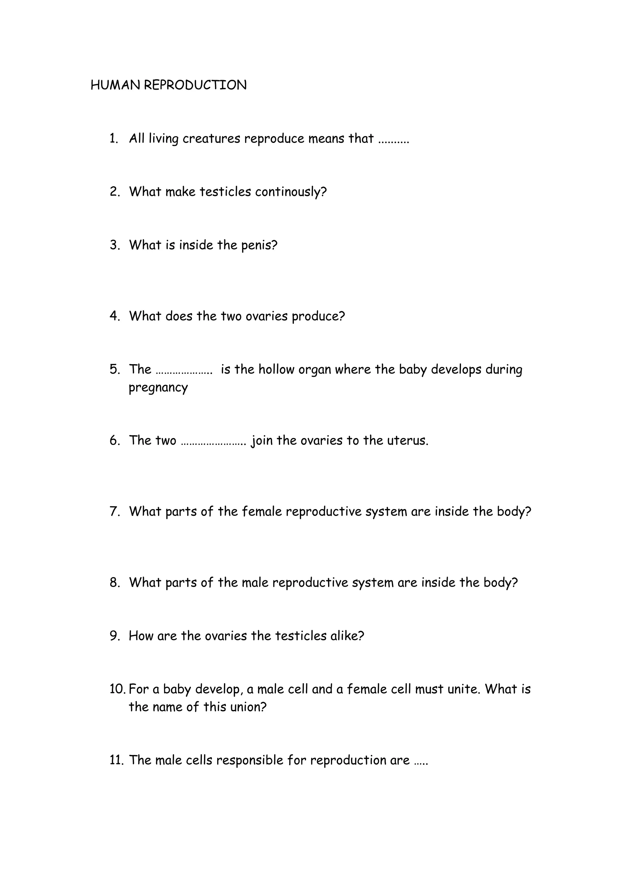 HUMAN REPRODUCTION 5E `PRIMARY SCIENCE | DOC | Infertility ...