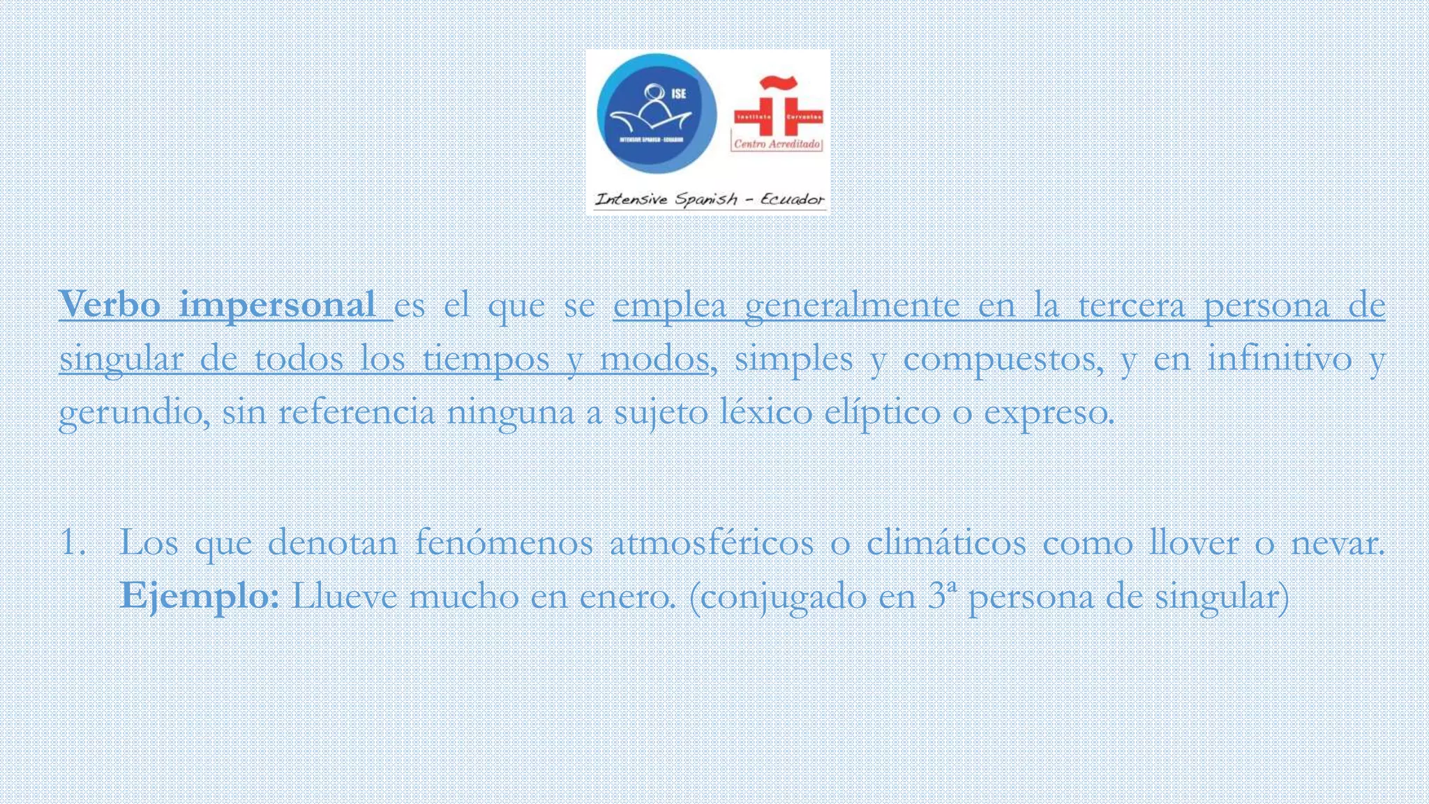 Tema 2. verbos impersonales | PPTX