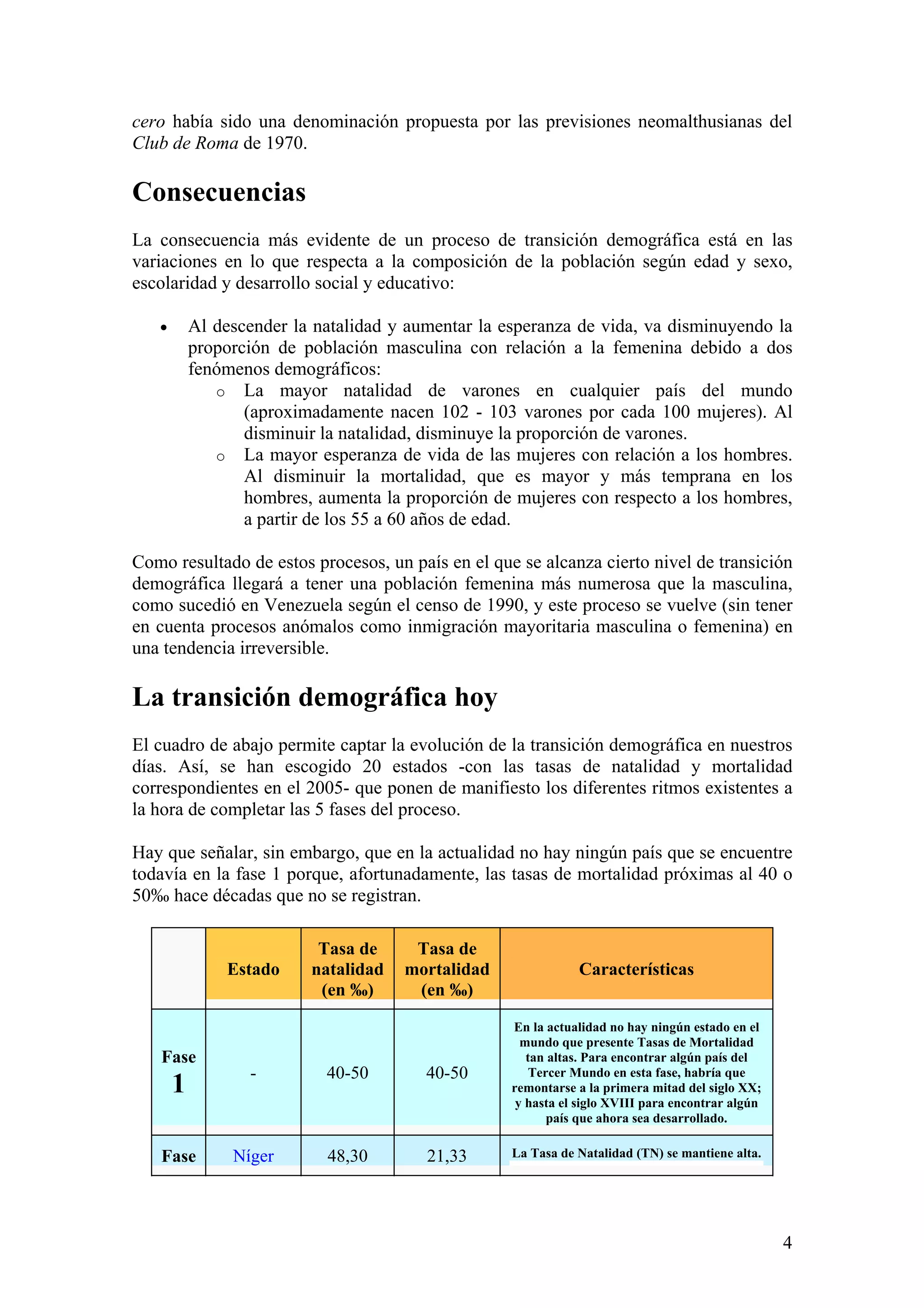 Teoría De La Transición Demográfica | PDF
